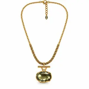 VSTYLE Olive Crystal Gold-plated Statement Necklace - Green