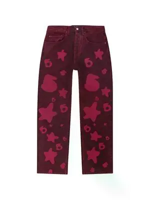SP5DER Beluga Star-print Straight-leg Jeans - Red