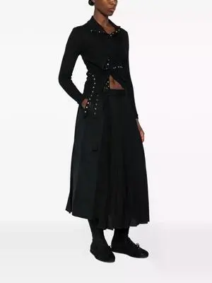 Sacai Double-faced Herringbone Pleated Maxi Skirt - Black