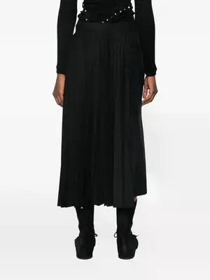 Sacai Double-faced Herringbone Pleated Maxi Skirt - Black
