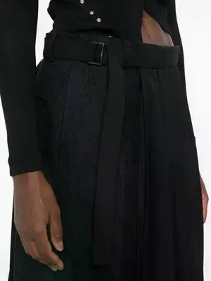 Sacai Double-faced Herringbone Pleated Maxi Skirt - Black