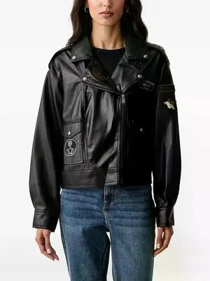 Dkny Patch-detail Biker Faux-leather Jacket