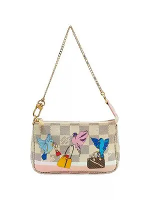 LOUIS VUITTON 2018 Mini Pochette Accessoires Christmas Damier Azur Shoulder Bag - White