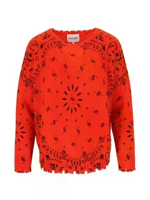 KUJTEN Mela Bandana-print Sweater - Orange