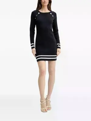 MORGAN Button-embellished Striped-trim Mini Dress