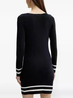 MORGAN Button-embellished Striped-trim Mini Dress