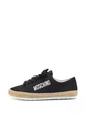 Moschino Nubuck Leather Espadrille Sneakers - Black