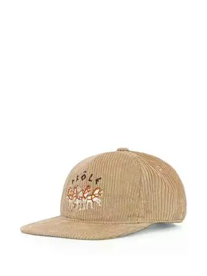 Drole De Monsieur Corduroy Embroidered Baseball Cap - Neutrals