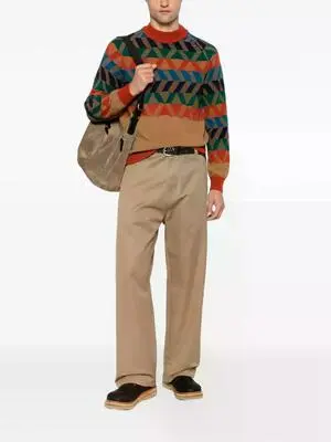 GALLIA Franz Geometric-pattern High-neck Sweater