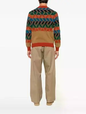 GALLIA Franz Geometric-pattern High-neck Sweater