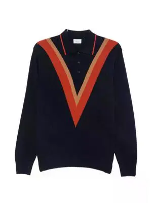 GALLIA Chevron-knit Polo Sweater