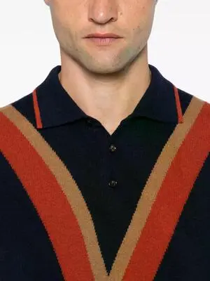 GALLIA Chevron-knit Polo Sweater
