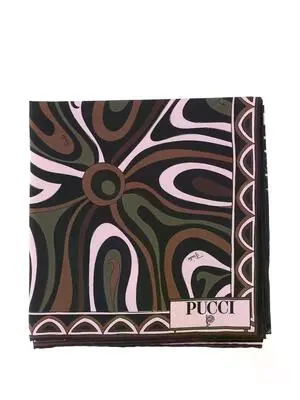 Emilio Pucci Mixed Print Silk Scarf - Black