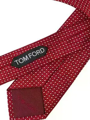 TOM FORD Silk Jacquard Clover Tie - Red