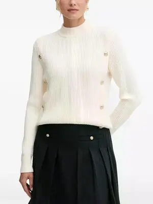 MORGAN Button-detail Ribbed-knit Sweater