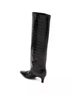 TOTEME Croco-embossed Wide Shaft Boots Dark