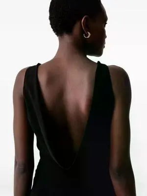 NEVER FULLY DRESSED Cowl-neck Ruffled Dress