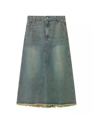 Izzue Frayed Panelled Denim Skirt - Blue