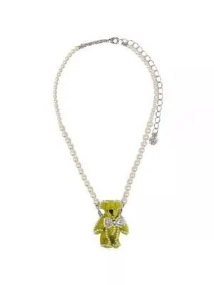 YVMIN Faux-pearl Teddy-bear Necklace - Silver