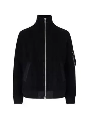 Sacai Ribbed-knit Panelled Jacket