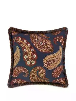 Etro Paisley-print Fringed Cushion - Blue
