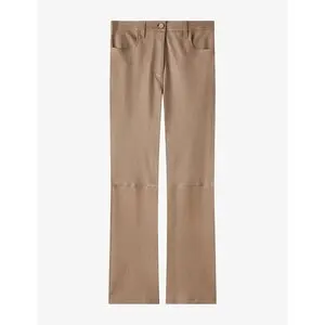 JOSEPH Duke Flared-leg Mid-rise Leather Trousers