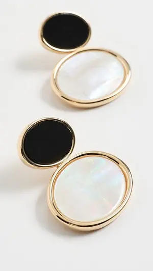 ADINA EDEN Mother-of-pearl Onyx Drop Earrings