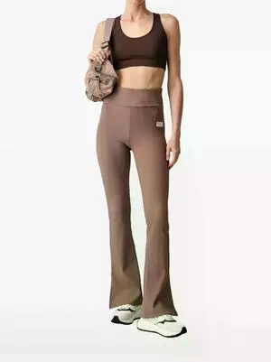 EA7 Ribbed-knit Flared Leggings - Brown
