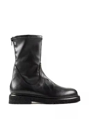 CHUCKIES Leather Rear-zip Ankle Boots