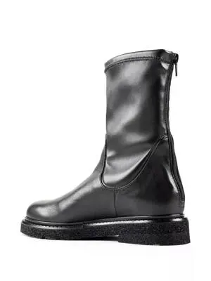 CHUCKIES Leather Rear-zip Ankle Boots