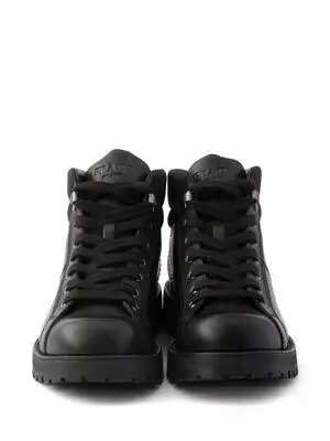 Prada Lace-up Leather And Re-nylon Boots