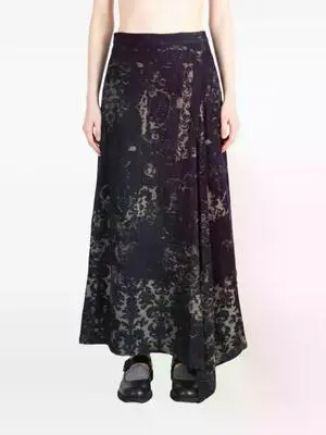 Y’s Damask-print Wrap Maxi Skirt