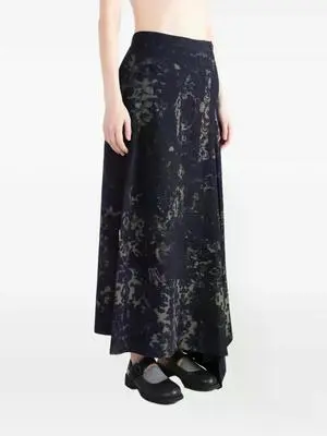 Y’s Damask-print Wrap Maxi Skirt