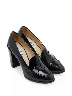 TOD'S Leather Block-heel Loafer Pumps