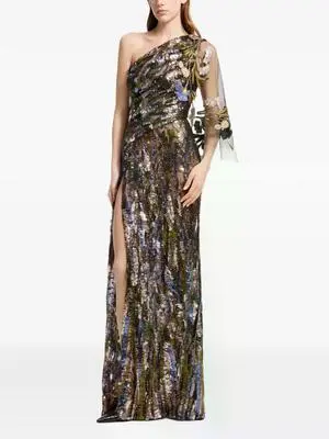 Elie Saab Sequin-embellished One-shoulder Maxi Dress