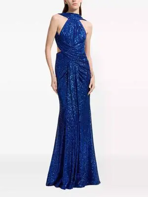 Elie Saab Sequin-embellished Halter-neck Maxi Dress
