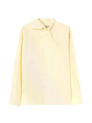 Plan C Asymmetric-fastening Tie-neck Shirt - Yellow