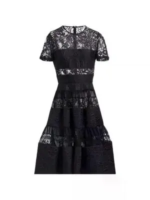 Elie Saab Lace-panelled Midi Dress - Black