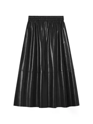 B+AB Elasticated-waist Panelled Midi Skirt - Black
