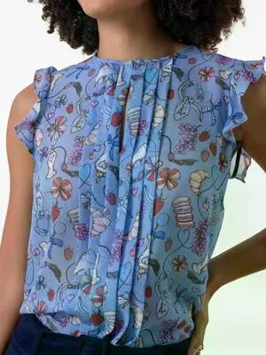 MAISON COMMON Perfume-print Silk Blouse