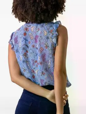 MAISON COMMON Perfume-print Silk Blouse