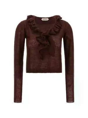 Alberta Ferretti Ruffled Cropped Sweater - Red