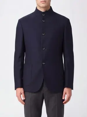 Giorgio Armani Slim Fit Single-breasted Virgin Wool Blazer With High Collar