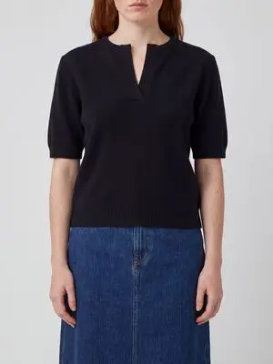 Pinko Wool And Cashmere Crewneck Jumper With Short Puff Sleeves Black