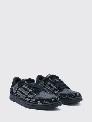 Amiri Skel Top Low Leather Trainers With Contrasting Embroidered Appliqués
