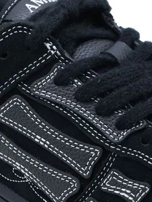 Amiri Skel Top Low Leather Trainers With Contrasting Embroidered Appliqués