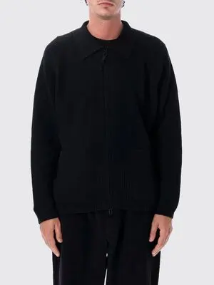 Universal Works Zip-up Polo Cardigan In Recycled Wool - Black