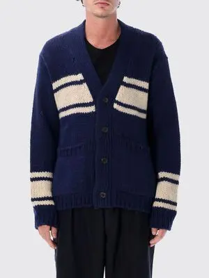 Universal Works Relaxed Fit Striped Wool V-neck Cardigan - Blue