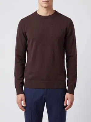 PAOLO PECORA Crewneck Jumper In A Wool And Cashmere Blend With Long Sleeves - Brown