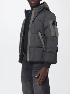 Stone Island Hooded Recycled Nylon Short Down Jacket With Compass Logo